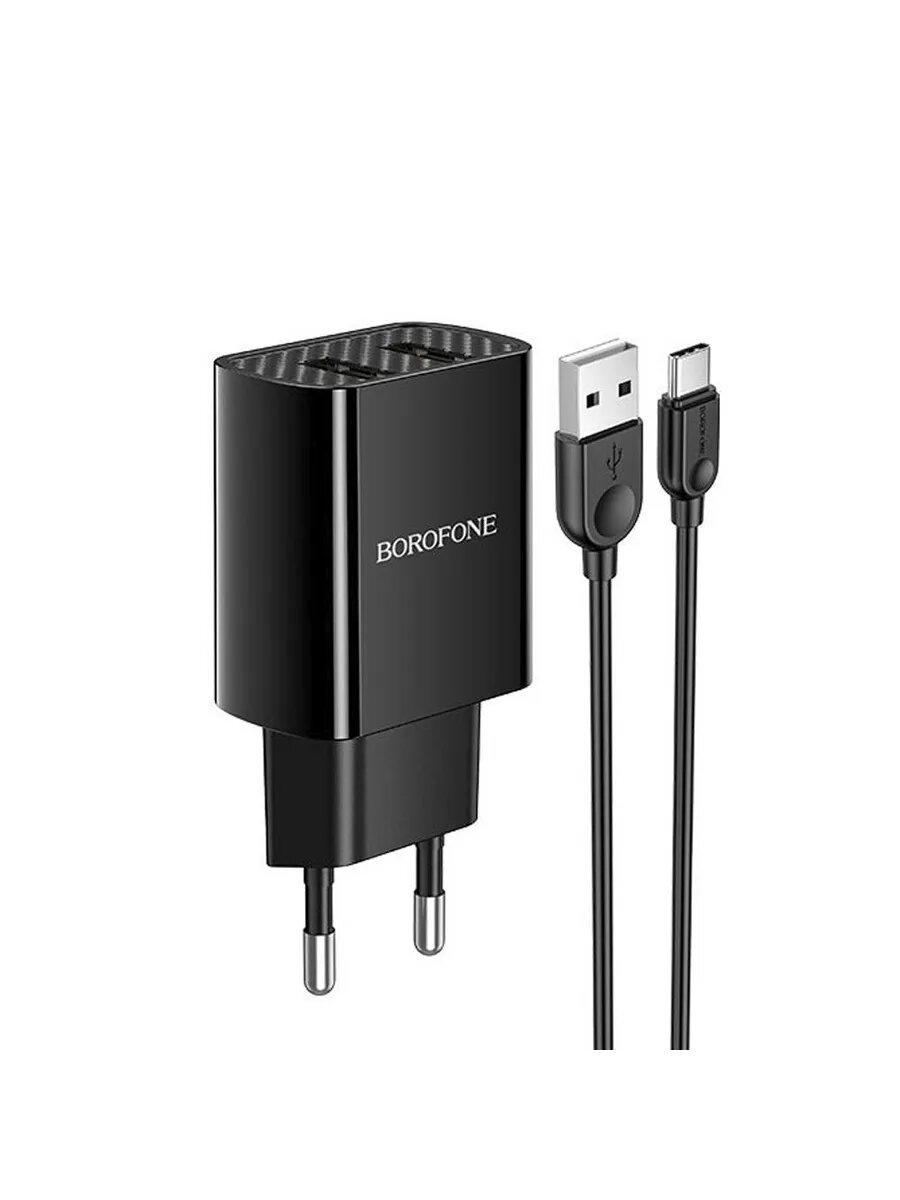 СЗУ Borofone BA53A Powerway 2USB 2.1A + Type-C 1M Black
