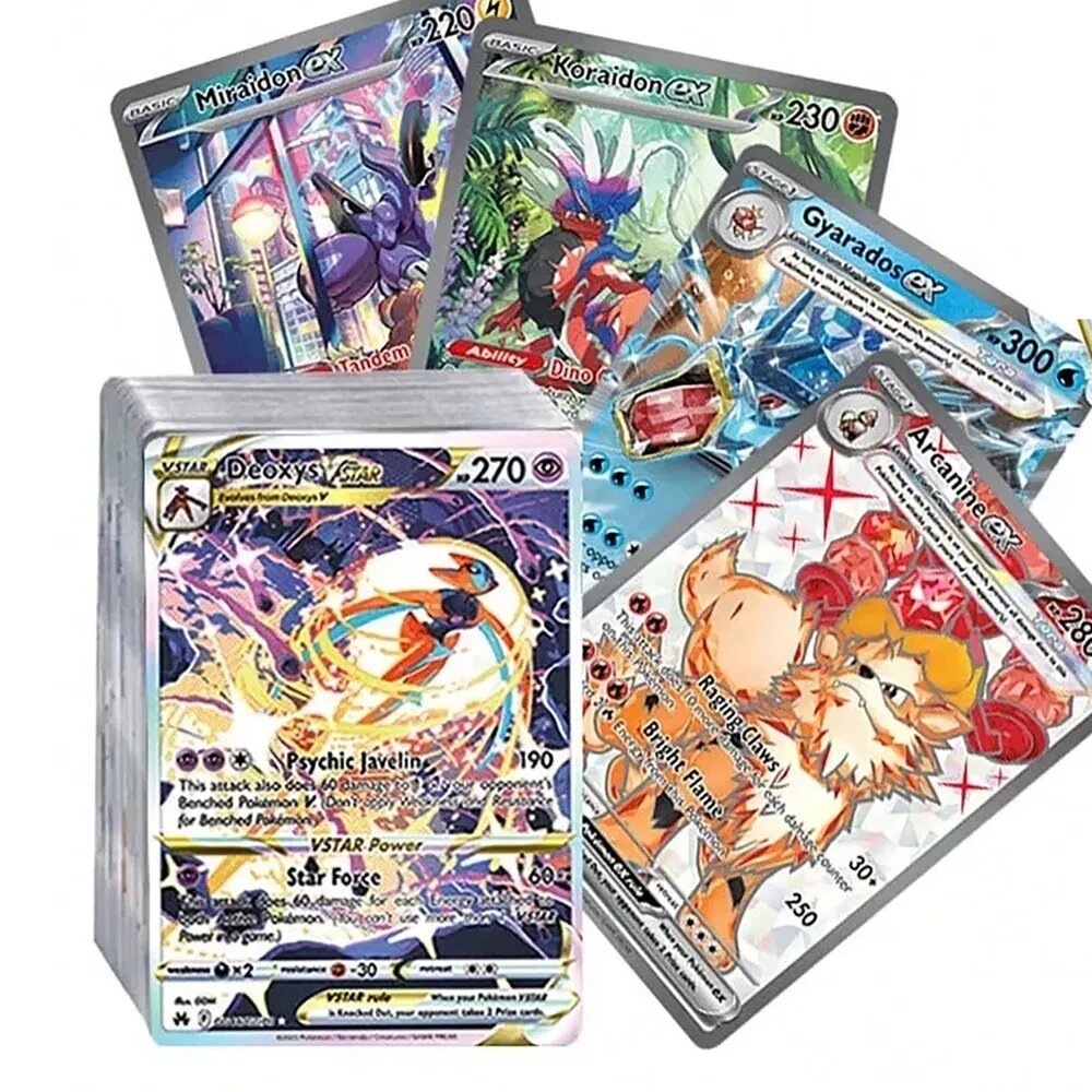 Карточки покемон 100 штук коллекционные карты Pokemon TCG. Набор голографических карт в подарочной коробке