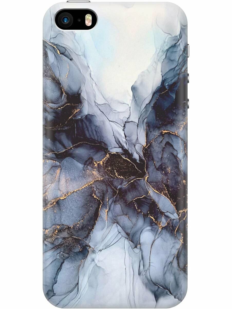 Силиконовый чехол на Apple iPhone SE / 5s / 5 / Эпл Айфон 5 / 5с / СЕ с рисунком "Черно-белый мрамор"