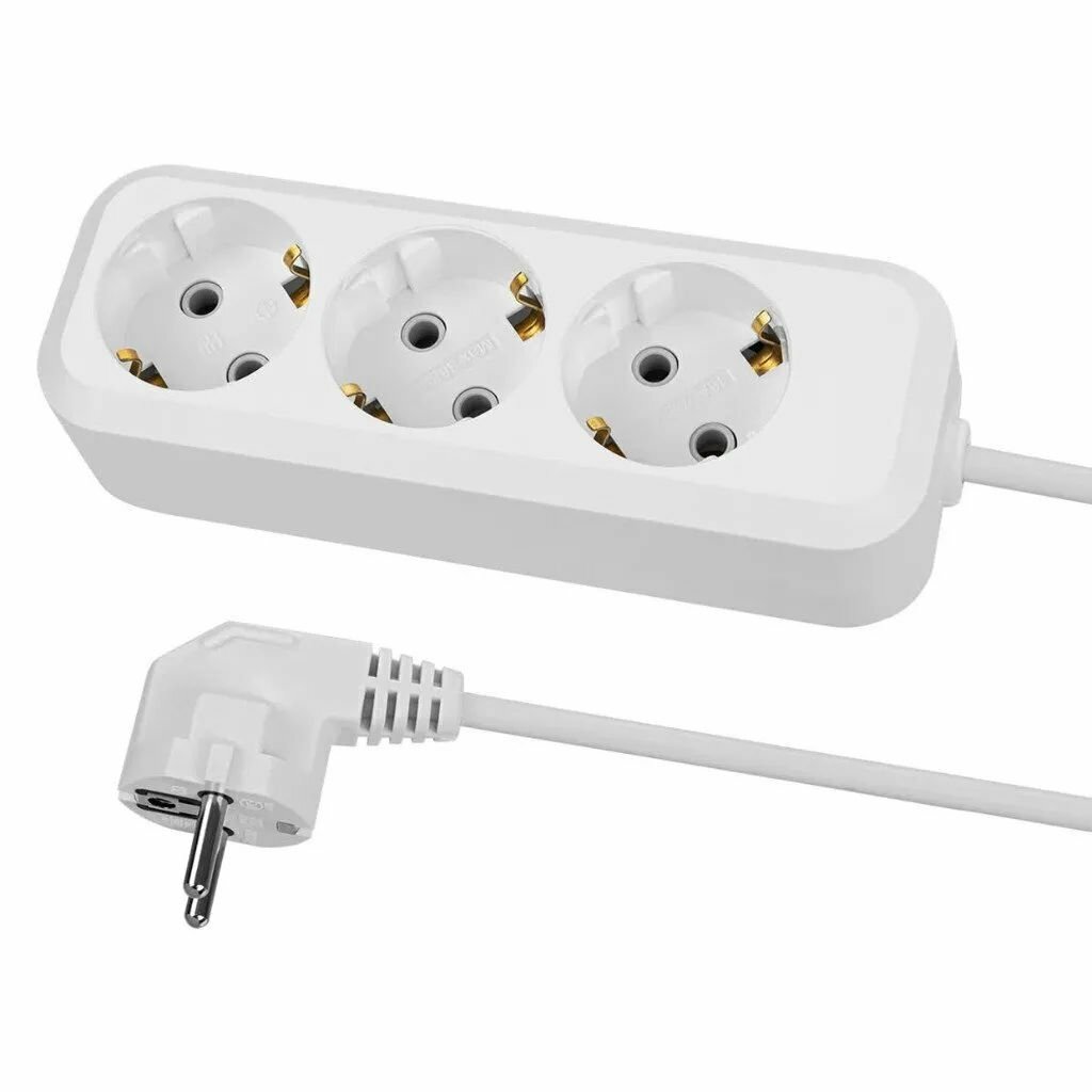 Удлинитель бытовой TDM Electric Народный УН3, 3 гнезда, 3 метра, с заземлением, 16А, 3680Вт, белый, артикул У1-33052