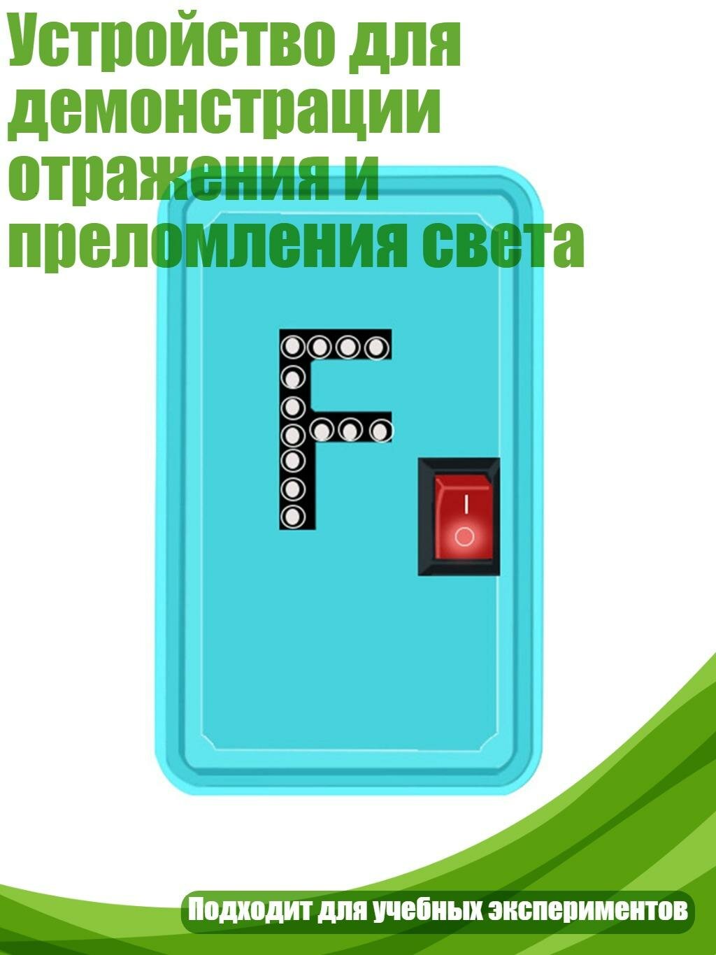 Устройство для демонстрации отражения и преломления света, F источник света