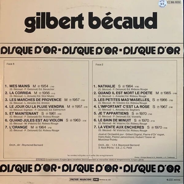 Gilbert Becaud - Disque DOr VG+ — фото 1
