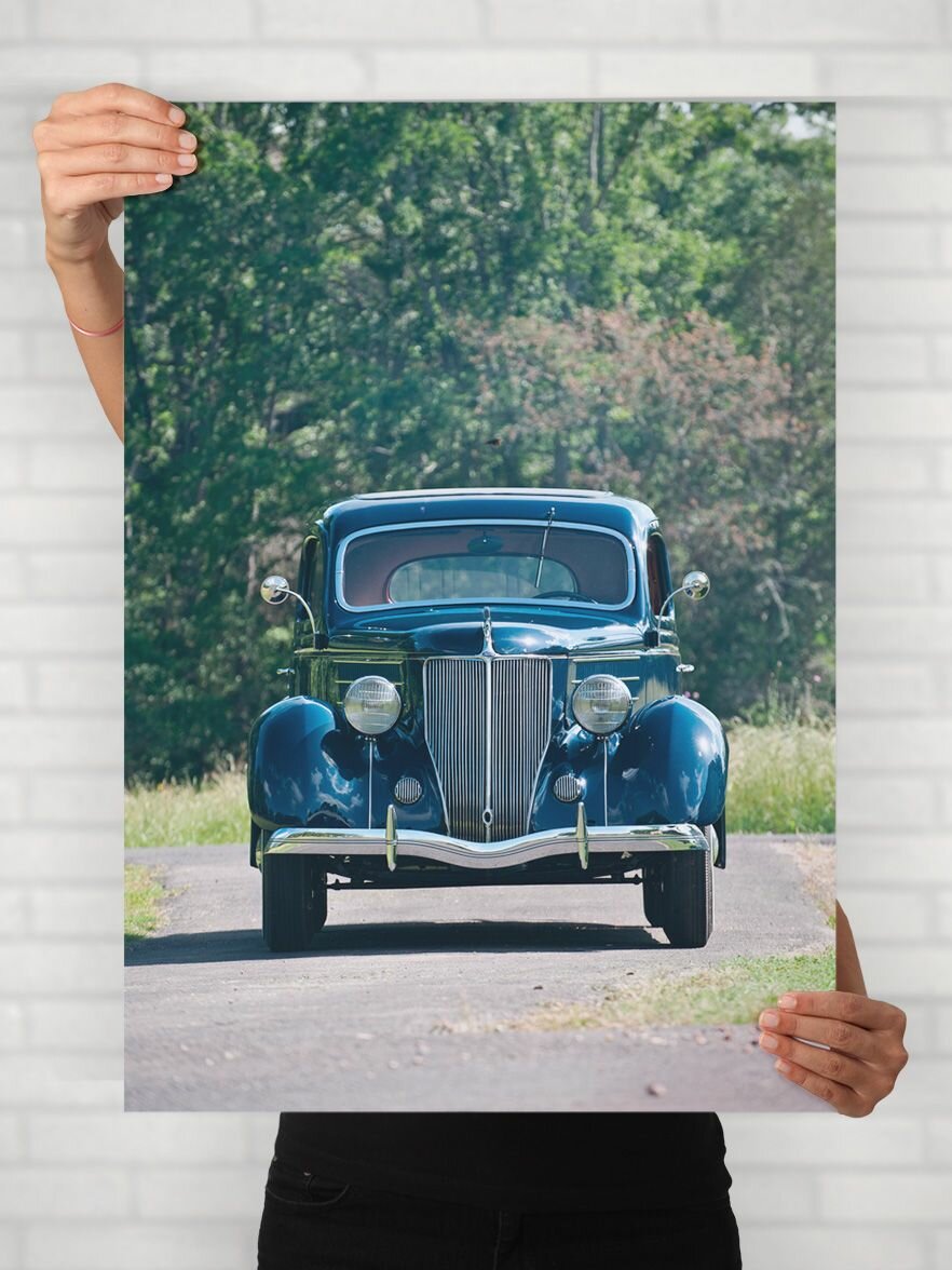 Плакат на стену для интерьера Легенды Авто (Форд Делюкс - Ford Deluxe) - Постер по машине формата A2 (42x61 см)