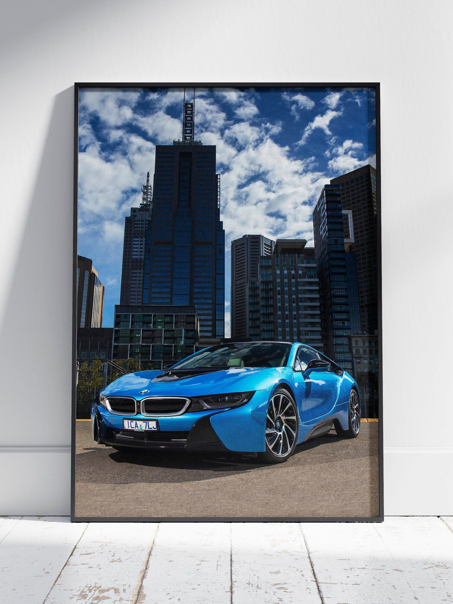 Плакат на стену для интерьера Легенды Авто (БМВ i8 - BMW i8 4) - Постер по машине формата A4 (21x30 см)