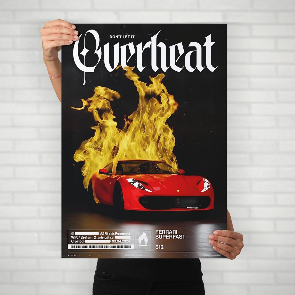 Плакат на стену для интерьера Спорткар (Ferrari 812 Superfast 6) - Постер по спортивным гоночным машинам автомобилям формата А2 (42x60 см)