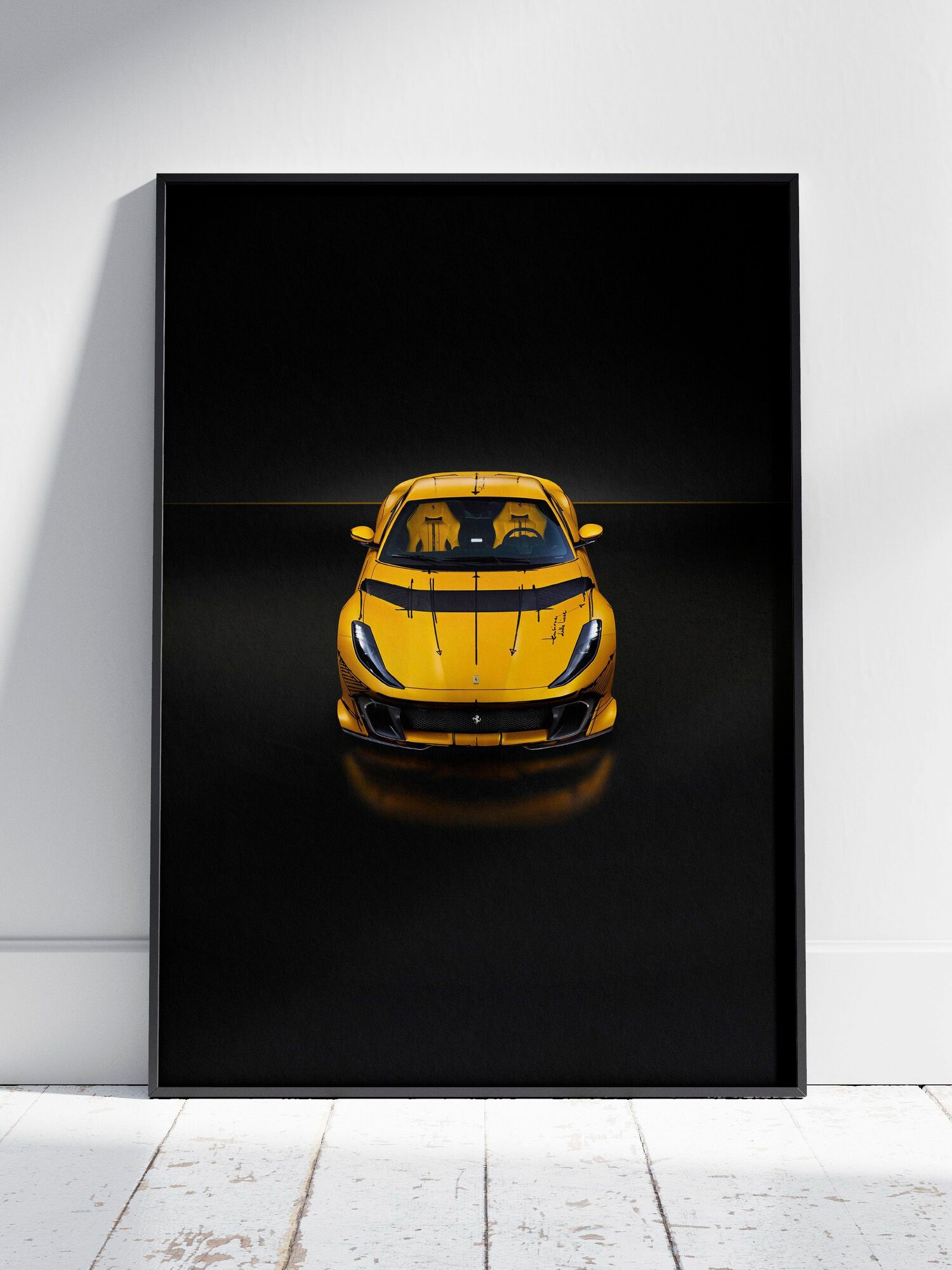 Плакат на стену для интерьера Легенды Авто (Феррари 812 Компетиционе - Ferrari 812 Competizione 4) - Постер по машине формата A4 (21x30 см)