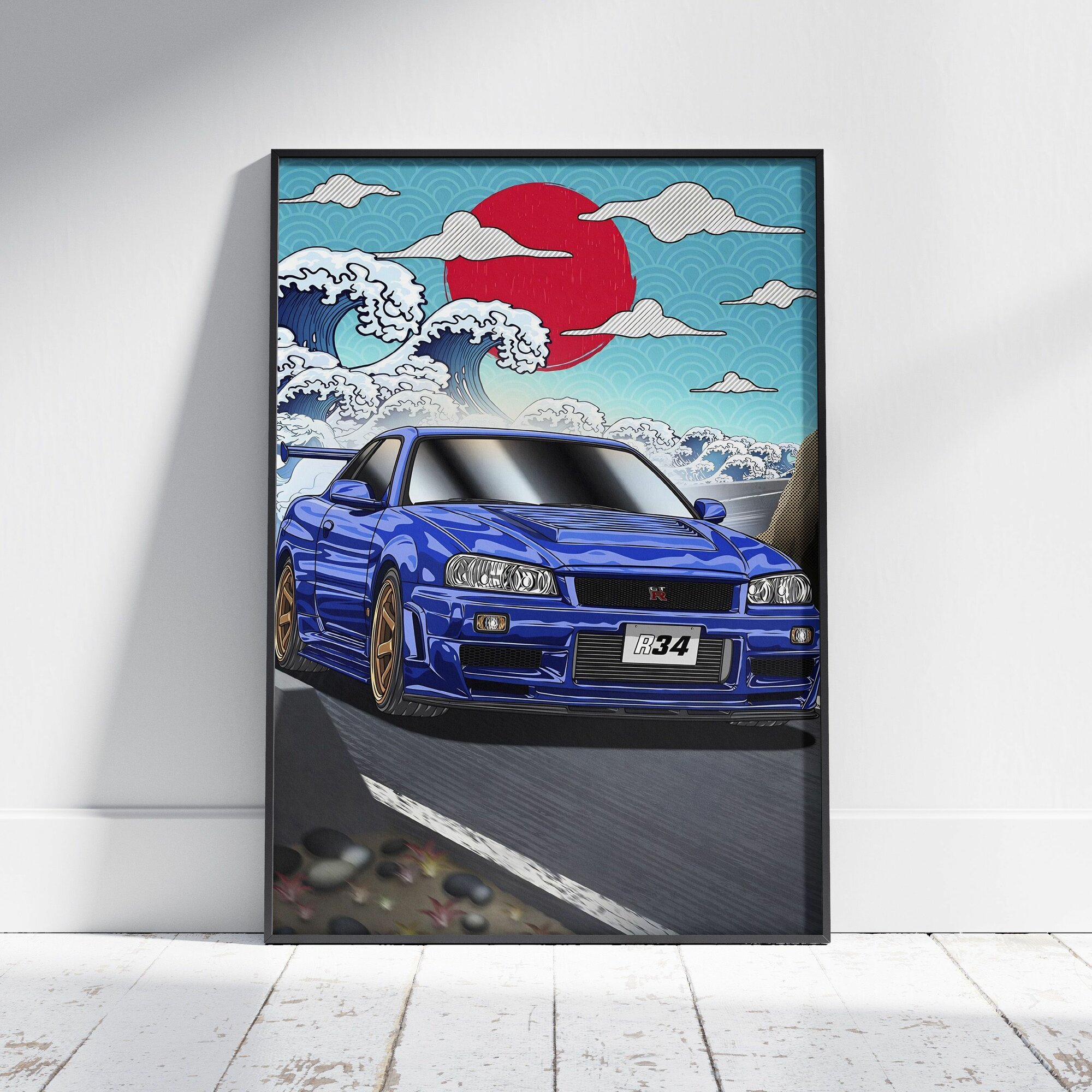 Плакат на стену для интерьера Культовые машины (Nissan Skyline 7) - Постер по легендарным и классическим ретро автомобилям формата А3 (30x42 см)