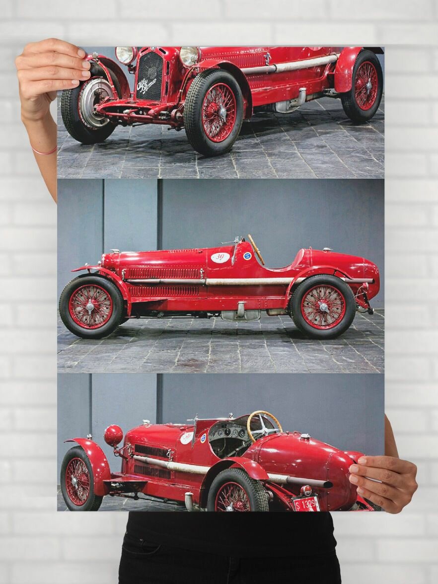 Плакат на стену для интерьера Легенды Авто (Альфа Ромео 8C 2300 LM - Alfa Romeo 8C 2300 LM 2) - Постер по машине формата A1 (61x84 см)
