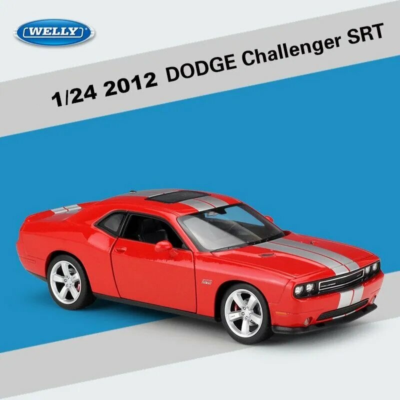 WELLY 1:24 Спортивный Автомобиль Dodge Challenger SRT 2012 Модель из Сплава Красного цвета