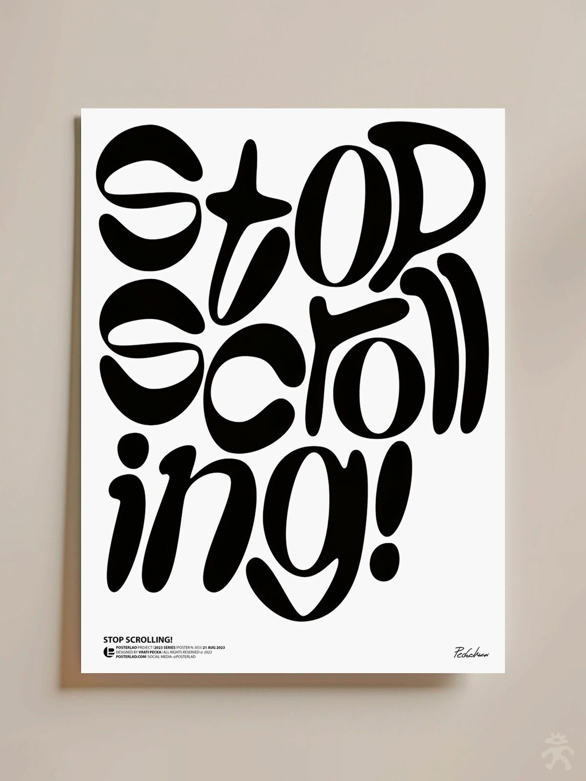 Мотивационный постер "Stop Scrolling!" в стиле pinterest, 30x40 см