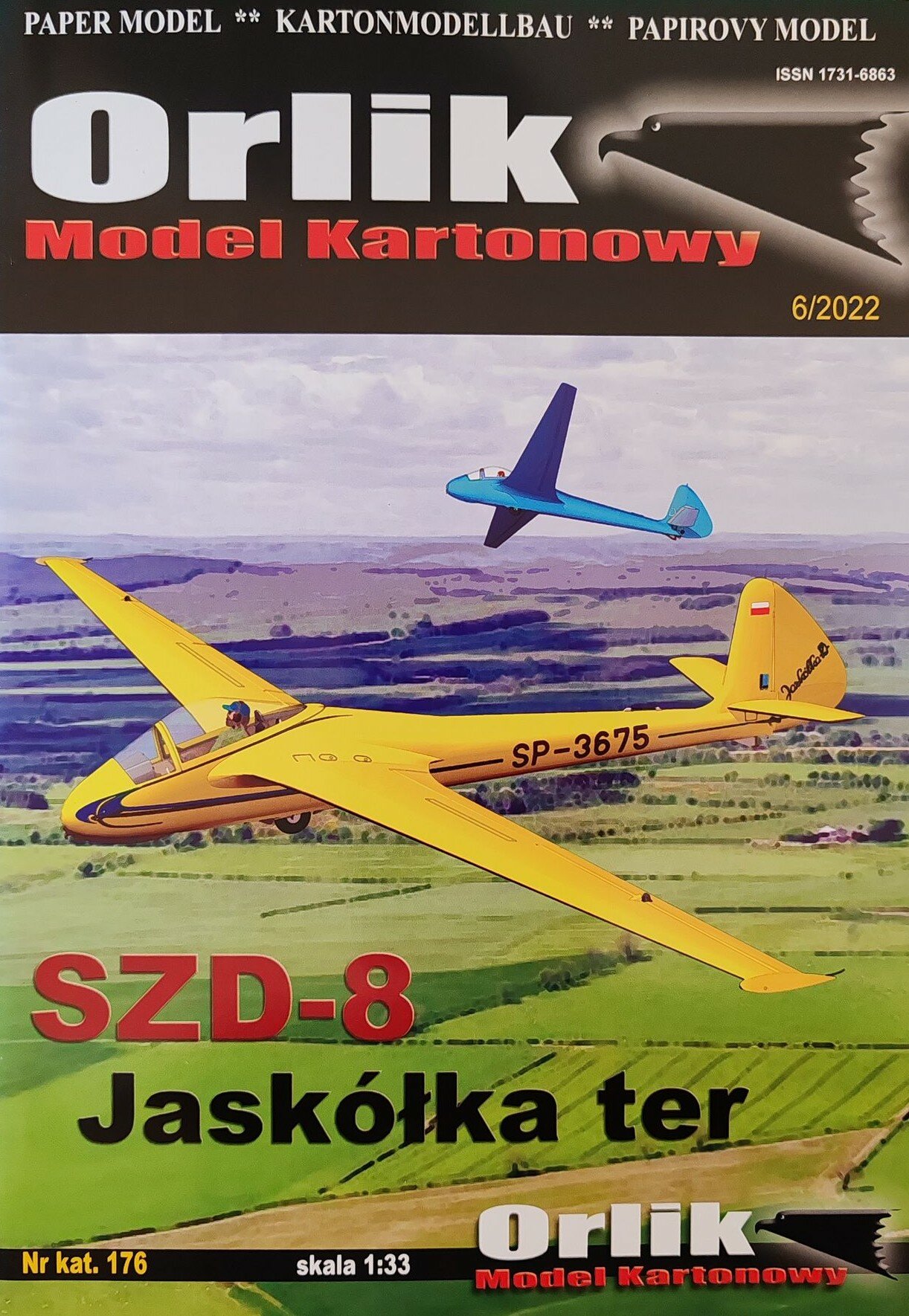 Сборная бумажная модель Планер SZD-8 Jaskółka ter - Orlik №176 (журнал)
