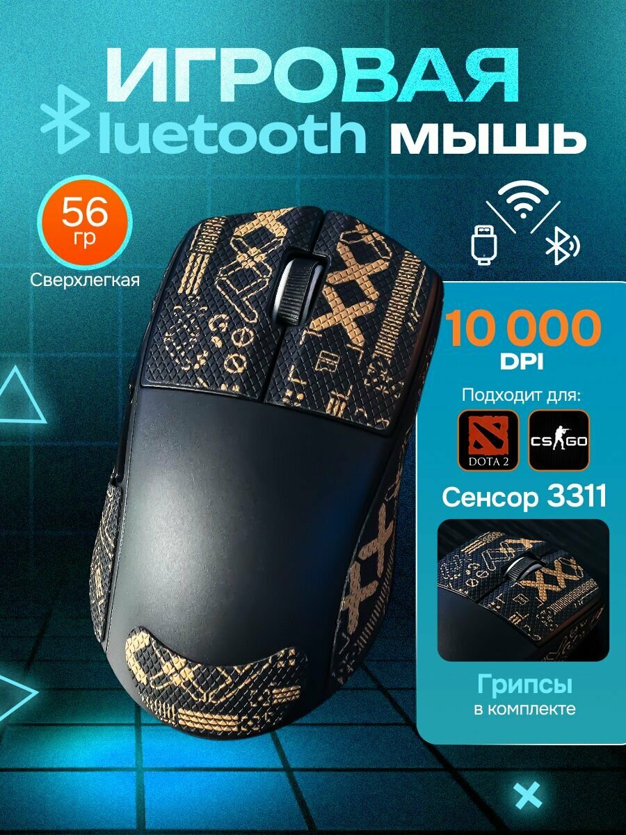 Мышь беспроводная игровая для ноутбука / Мышка беспроводная игровая для компьютера bluetooth 5.0 + 2.4G