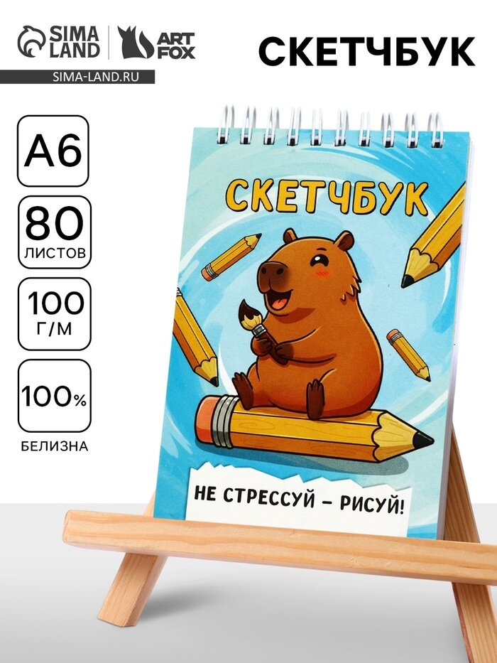 Скетчбук А6, 80 л, 100 г/м² «Капибара»