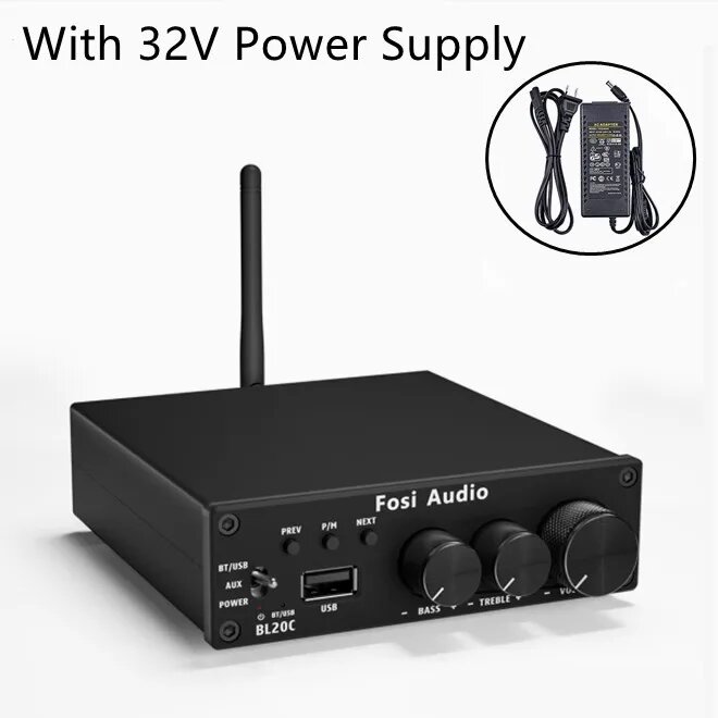Fosi Audio BL20C усилитель Bluetooth 2.1 с блоком питания 32V