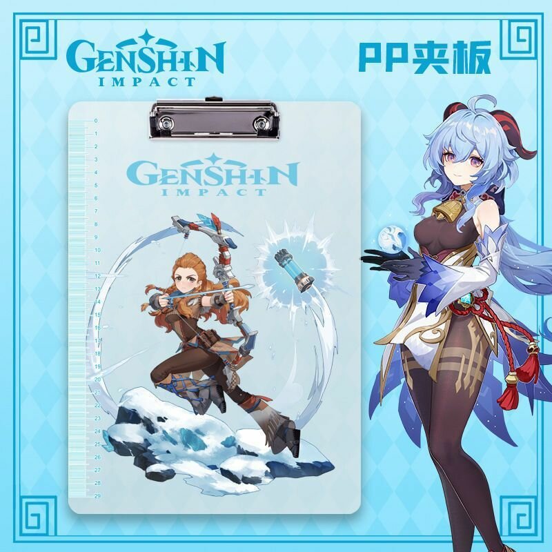 Мерчандайзинг GRSHIN по игре Genshin Impact: папка-планшет формата А4 с изображениями Сяо, Каэдэхары Казухи, Ху Тао, Райдена Сёгун, Чжунли.