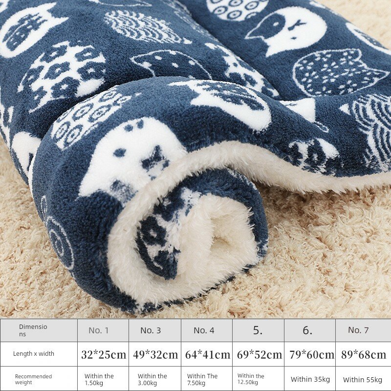 Теплая зимняя подстилка для маленьких собак, синяя кошка, 32x25 см, модель 1