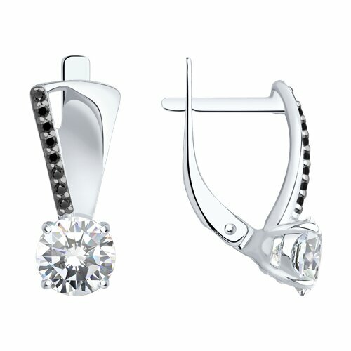 Серьги, серебро, 925 проба, родирование, фианит