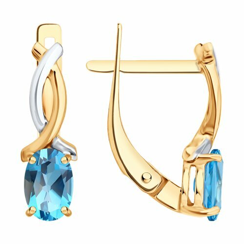 Серьги, красное золото, 585 проба, топаз