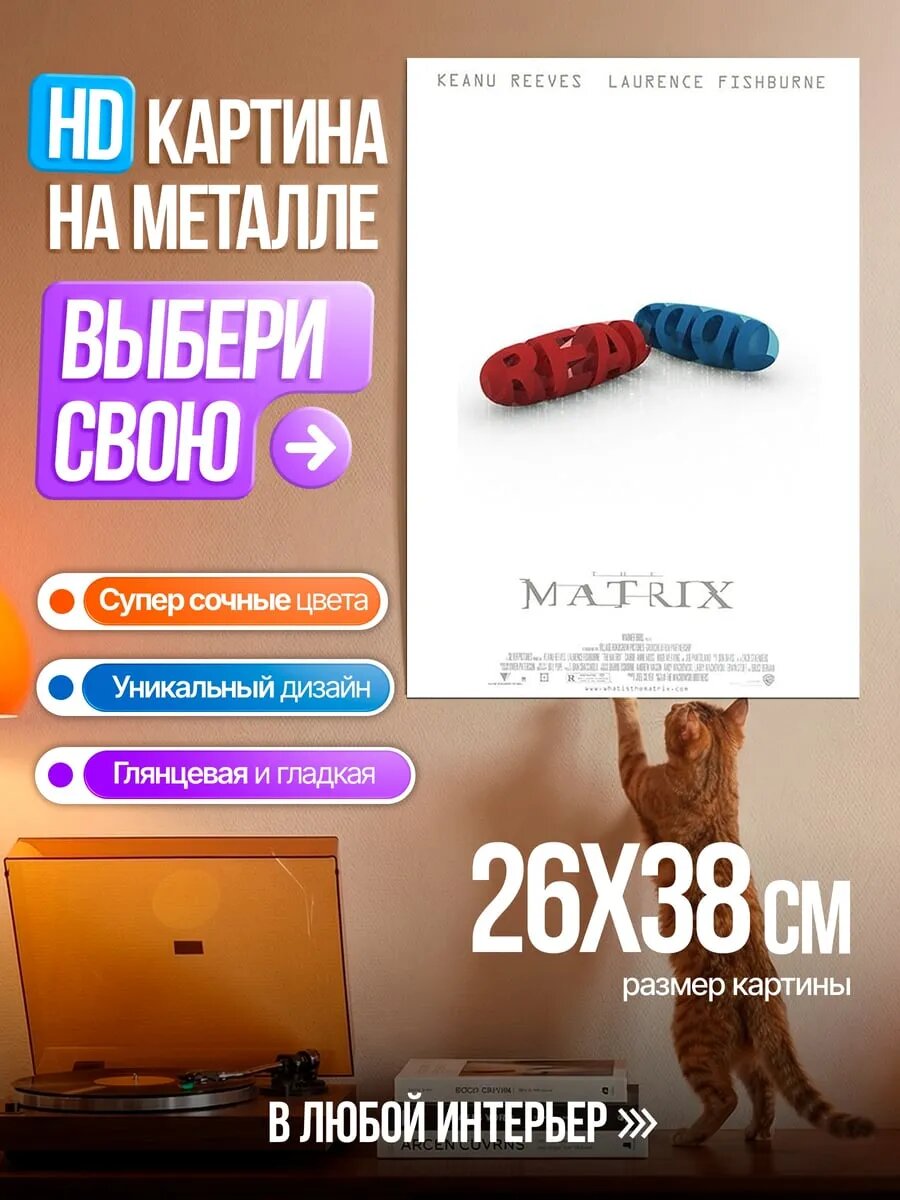 Картина на HD металле Матрица красная синяя