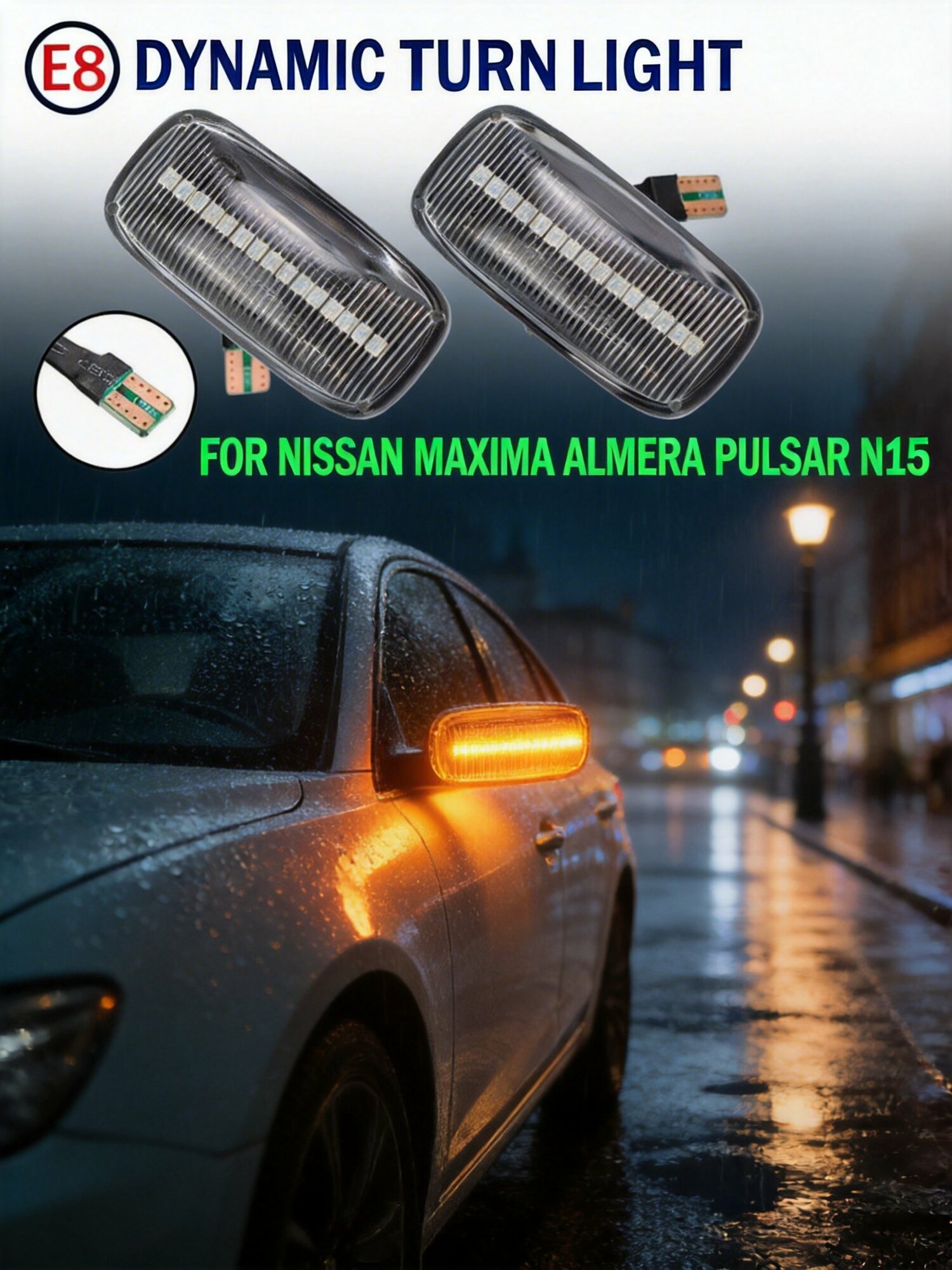 1 пара светодиодных динамических повторителей указателей поворота, совместима с Nissan Infiniti и Renault Samsung — для моделей Maxima Almera Pulsar Cefiro