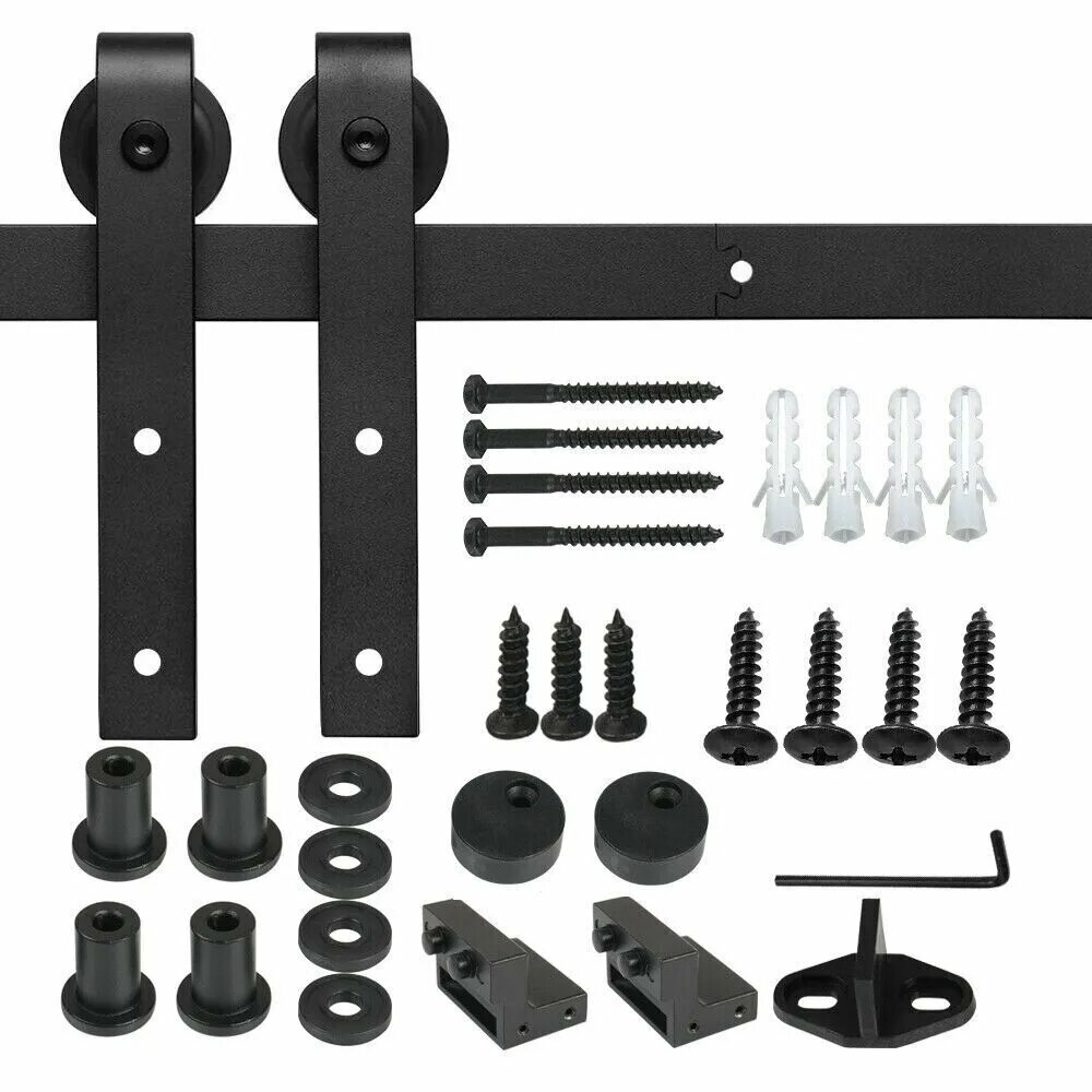 Раздвижная система-150cm Комплект фурнитуры дверь J-образный трек с подвесом, Амбарный механизм для подвесной двери с нижним фиксатором в стиле LOFT