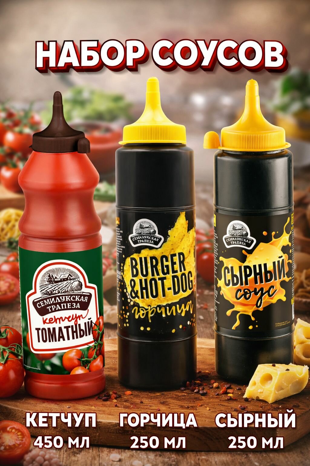 Набор соусов Томатный, Сырный и Горчичный