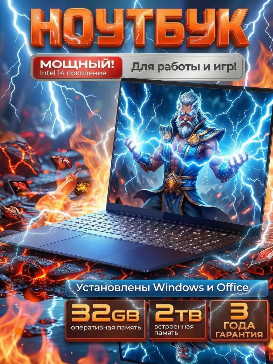 Ноутбук Intel Core i7-14700HX, 32GB RAM, 2048GB SSD, 2026 + Windows, Office