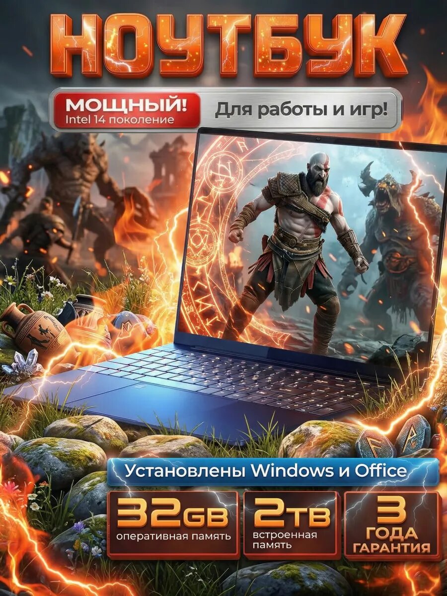 Ноутбук Intel Core Ultra 5 235H, 32GB RAM, 2048GB SSD, 2026 + Windows, Office