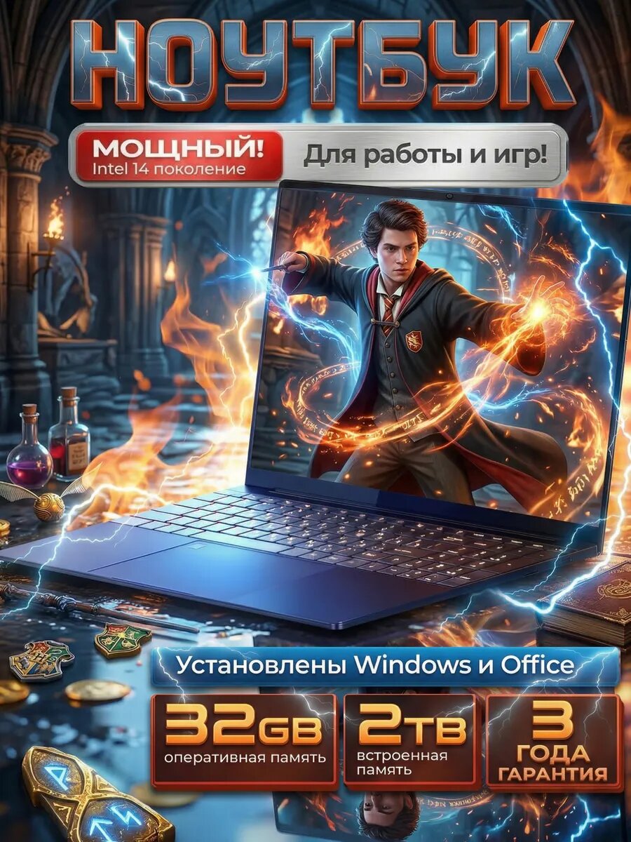 Ноутбук Intel Core i7-13700H, 32GB RAM, 2048GB SSD, 2026 + Windows, Office
