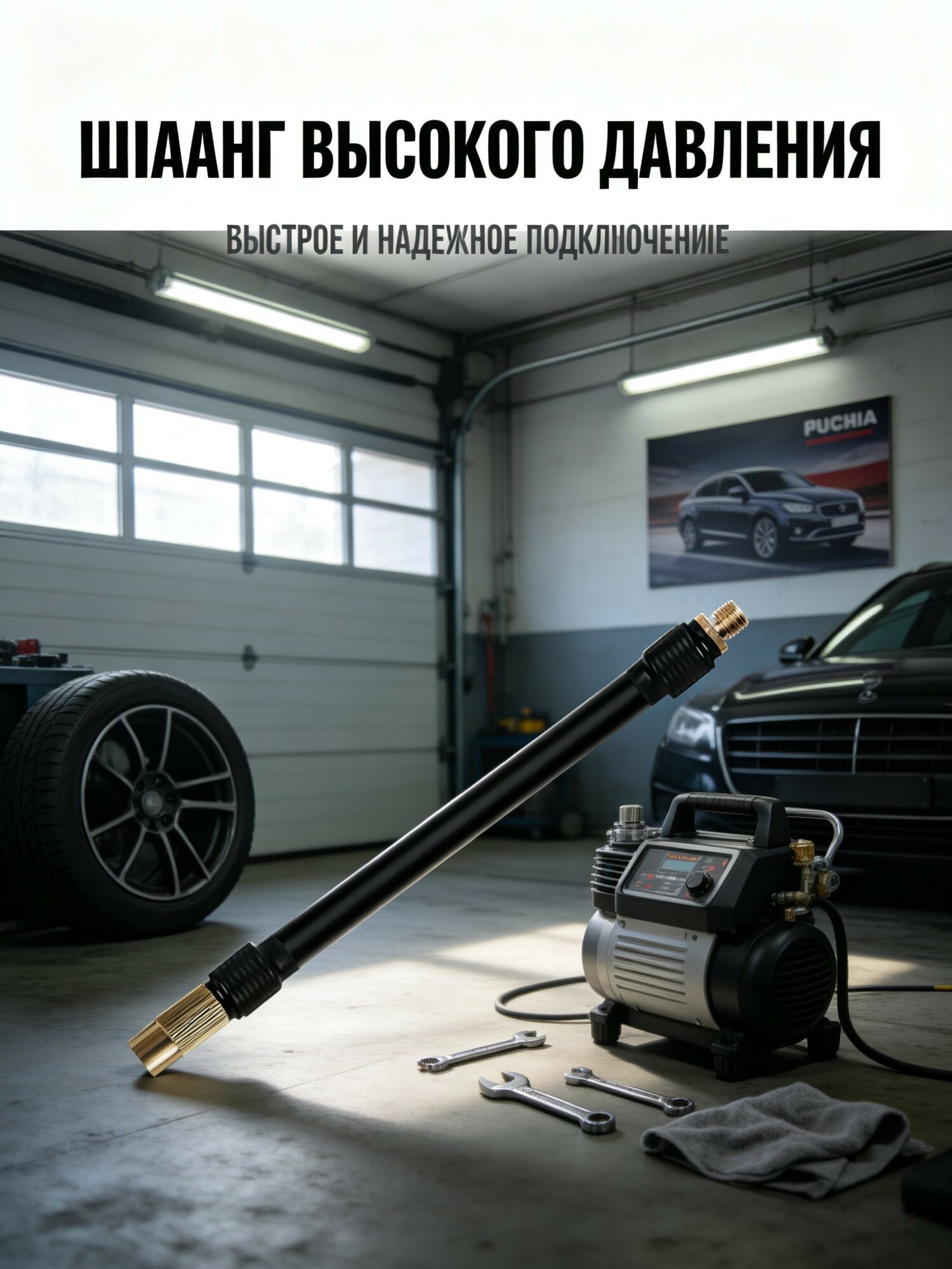 Удлинительный шланг для подключения компрессора, устойчивый к давлению резиново-медный соединитель для накачки автомобильных шин