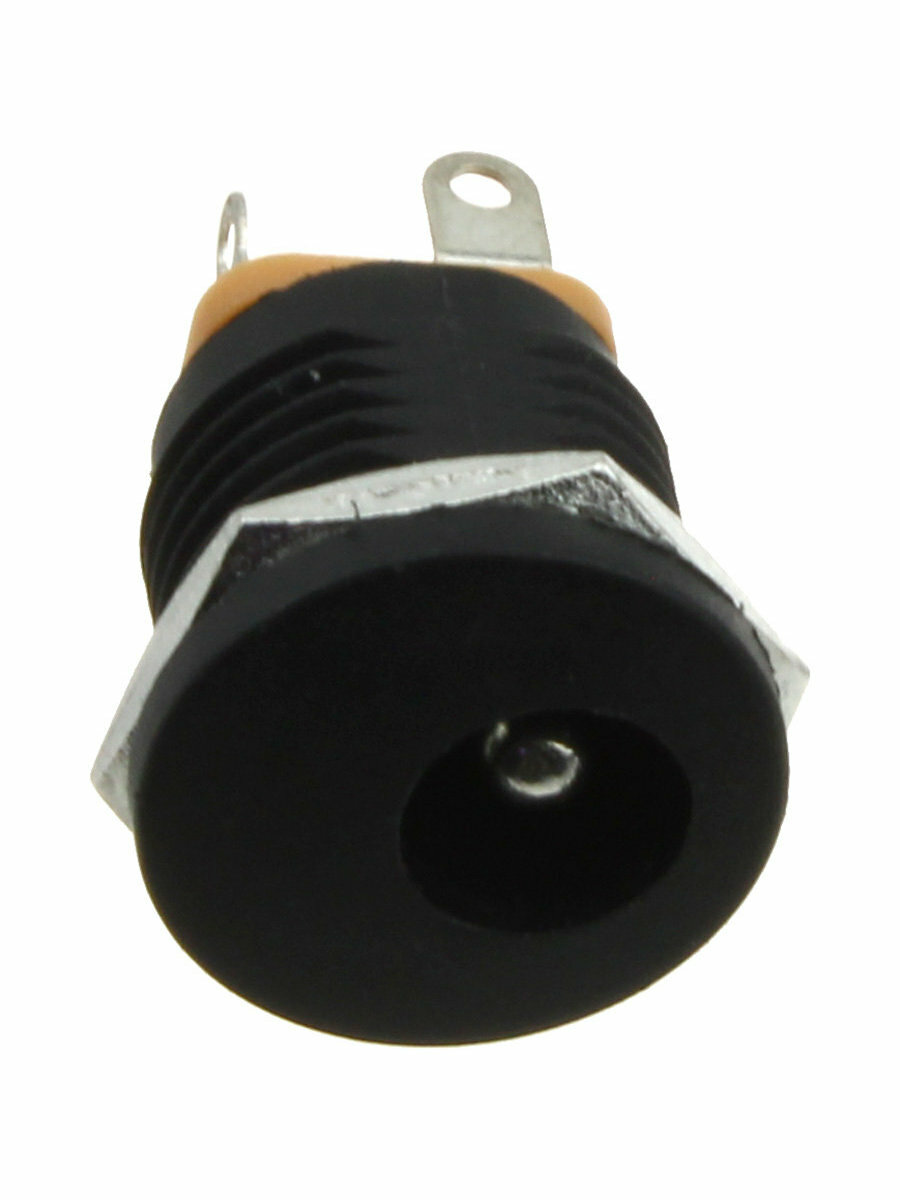 Разъем Гнездо питания 5.5*2.5 на панель пластик с гайкой 3 ножки