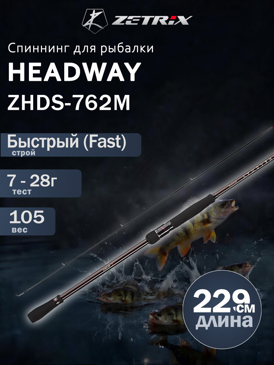 Спиннинг для рыбалки Zetrix Headway ZHDS-762M 7-28G, штекерный.