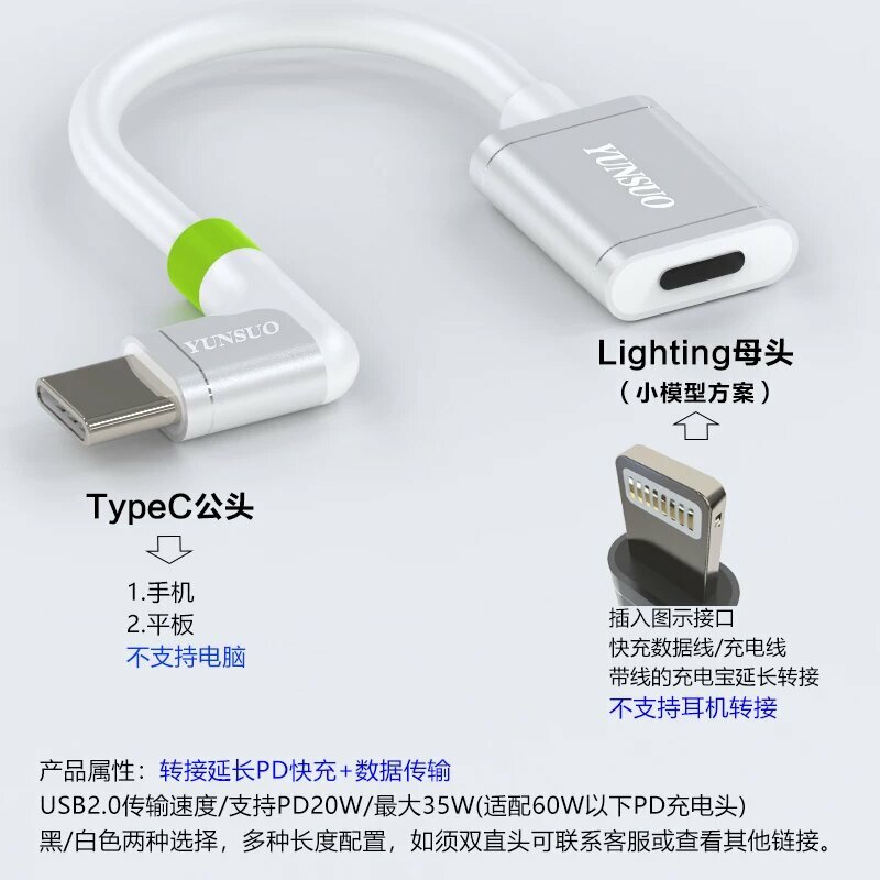 Адаптер USB-C (женский) на USB-C (мужской) для быстрой зарядки PD, совместимый с старыми моделями Apple и новым Apple
