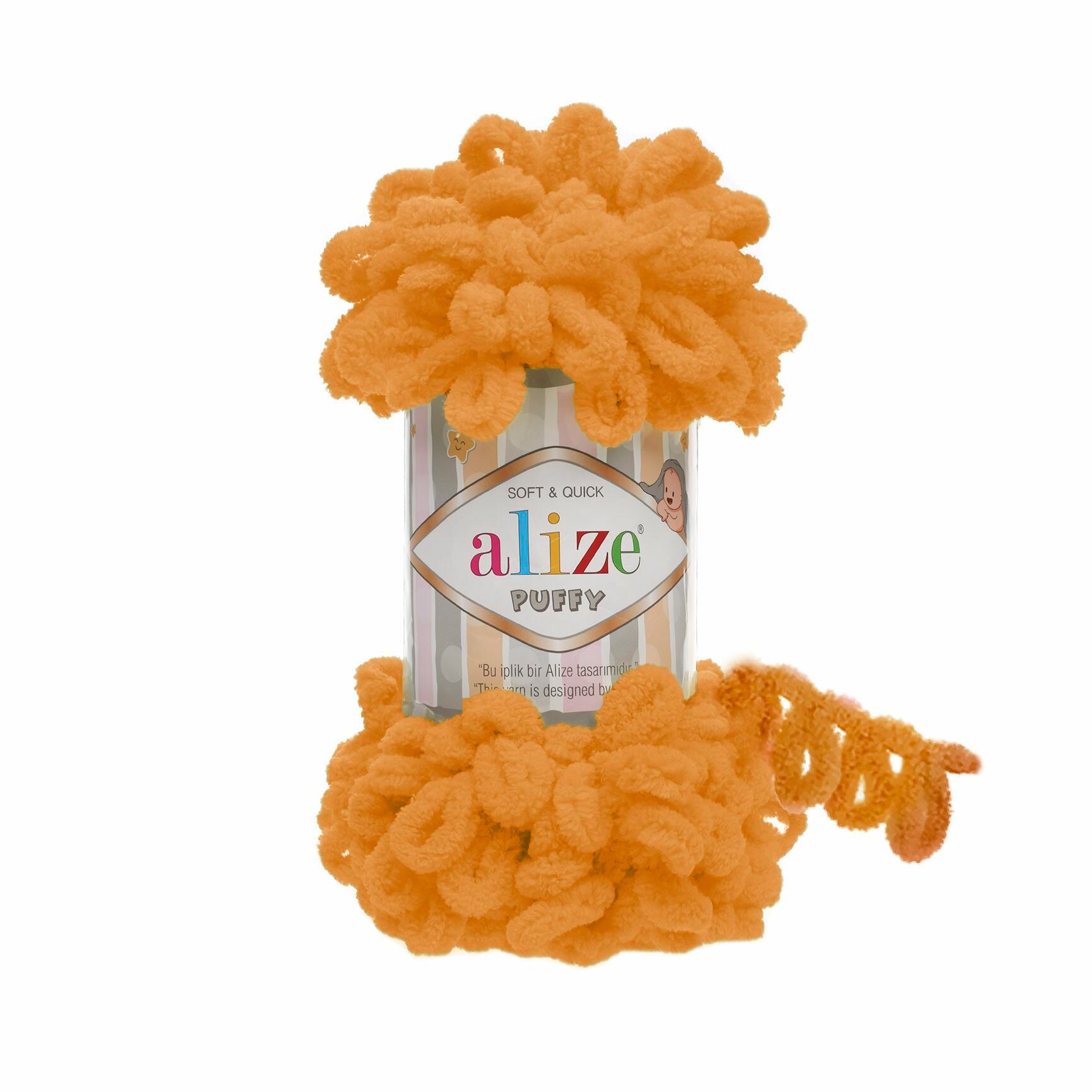 Пряжа Alize Puffy 336 (5 мотков по 100г/9м) оранжевый