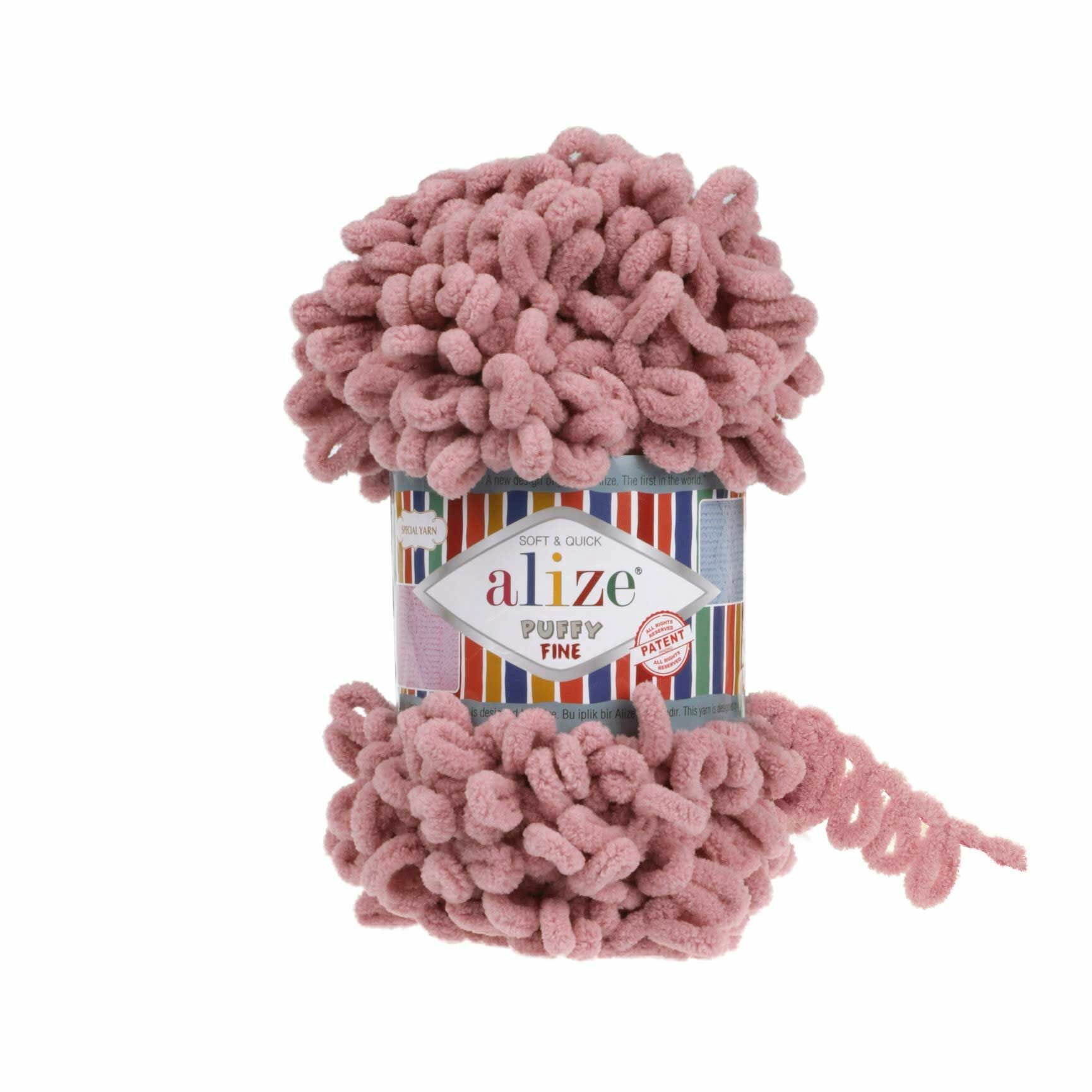 Пряжа для вязания Alize Puffy Fine 1 моток (14 м, 100 гр), цвет 295 сухая роза