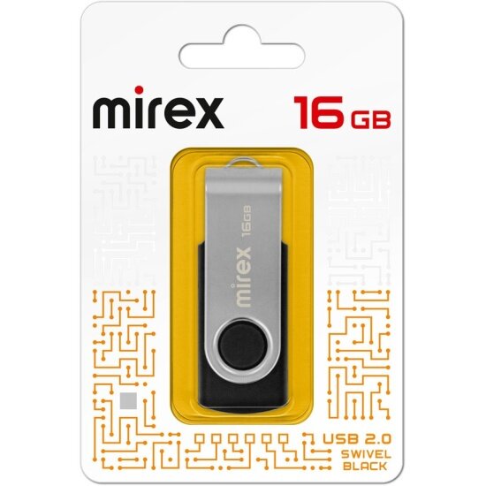Флэш накопитель Mirex 16 Гб SWIVEL BLACK USB 2.0 (13600-FMURUS16)