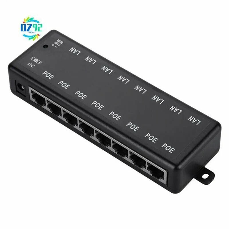 L4(H R Y A) Инжектор POE, 8 портов, адаптер питания PoE, блок Ethernet совместим с сети видеонаблюдения, питание камеры POE через Ethernet, черный