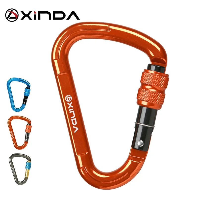 Карабины XINDA XD-Q9622 оранжевые, синие, серебристые, 25KN, 5pcs