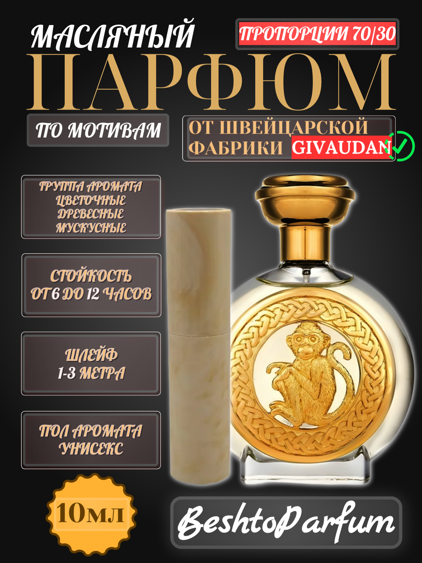 Масляные духи по мотивам Boadicea the Victorious Hanuman — стойкий цветочный древесно-мускусный унисекс аромат / 10мл