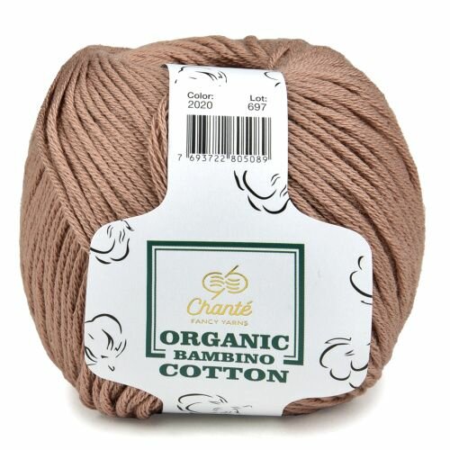 Пряжа Chante Organic Bambino Cotton 2020 (5 мотков по 50г/120м) карамельный беж