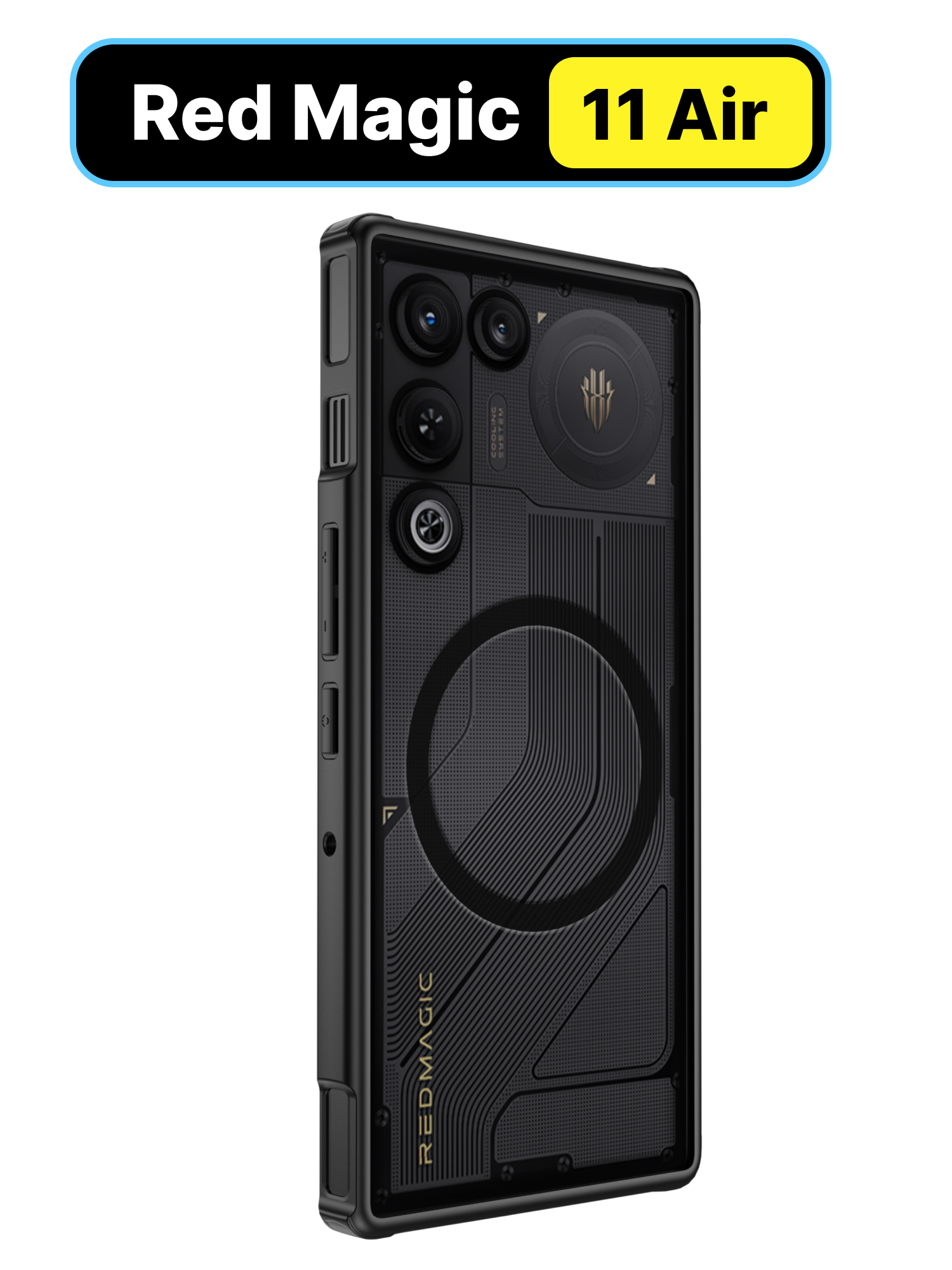 Чехол с Магсейф для Nubia Red Magic 11 Air прозрачный матовый с черным бортом WLONS