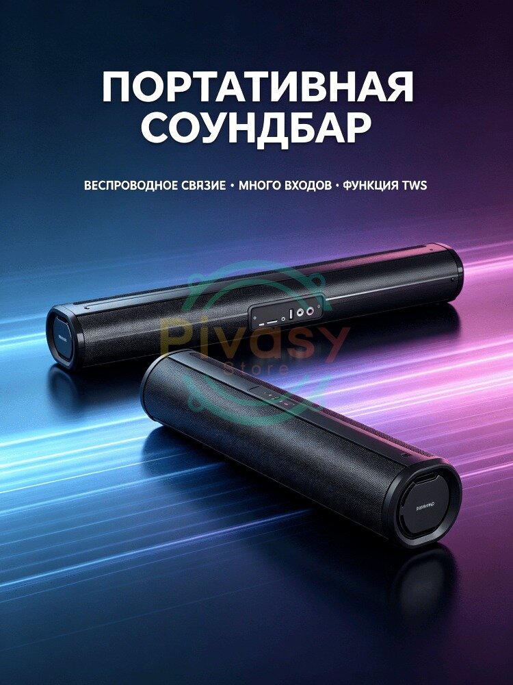 Динамик Bluetooth Soundbar мощностью 20 Вт, TWS, USB TF AUX RCA-вход для дома и улицы