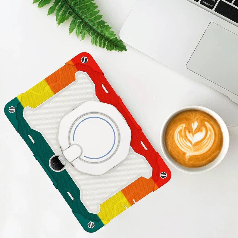 Чехол для Honor Pad 9 2024 12,1 дюйма с подставкой, армейский вариант B, красный, с шнуром, силиконовый, полная защита
