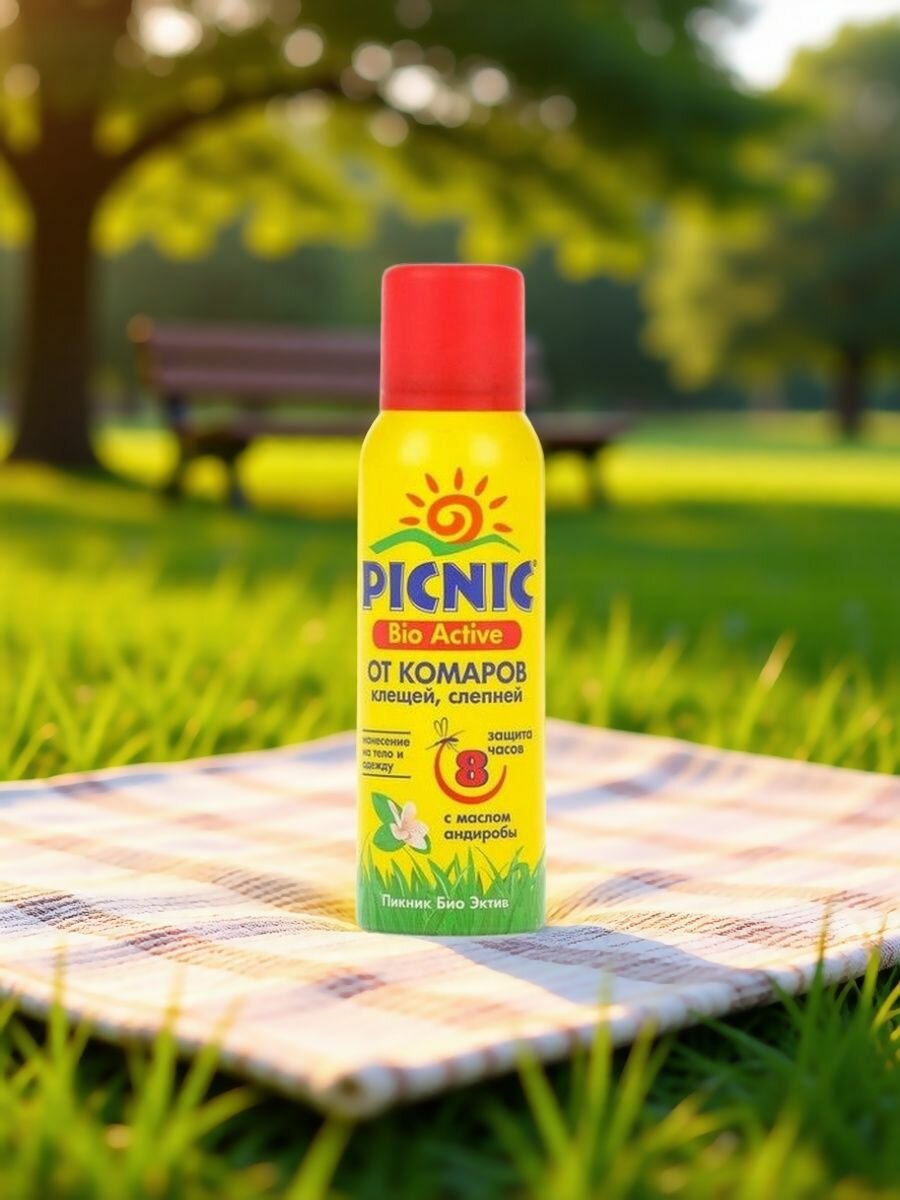 Picnic Bio Active аэрозоль от комаров, клещей, слепней, спрей, 125 мл