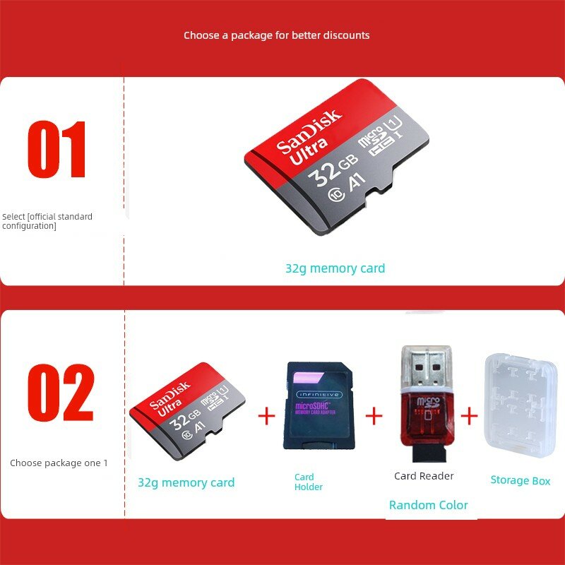 32GB SD-карта C10 для видеорегистраторов, красно-серый цвет, скорость чтения 120 МБ/с, высокоскоростное хранение