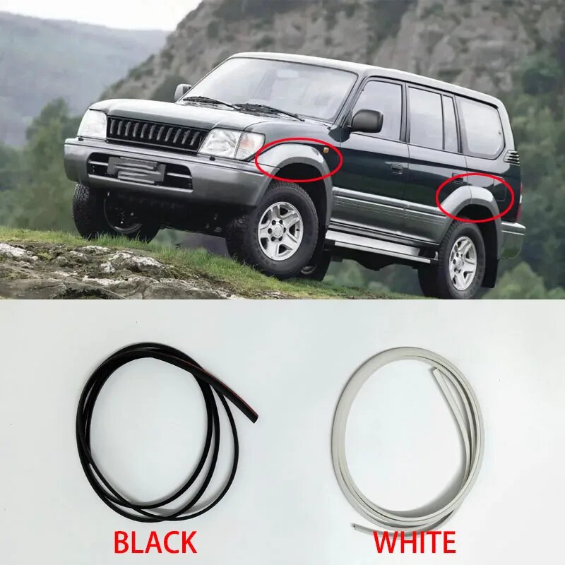 Резиновая уплотнительная лента на Toyota Land Cruiser Prado 1991-1997, 4шт, черный