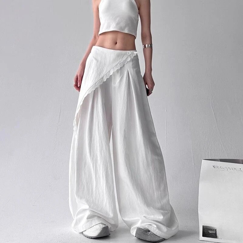 Белые широкие брюки Matakawa Y2K, XXL