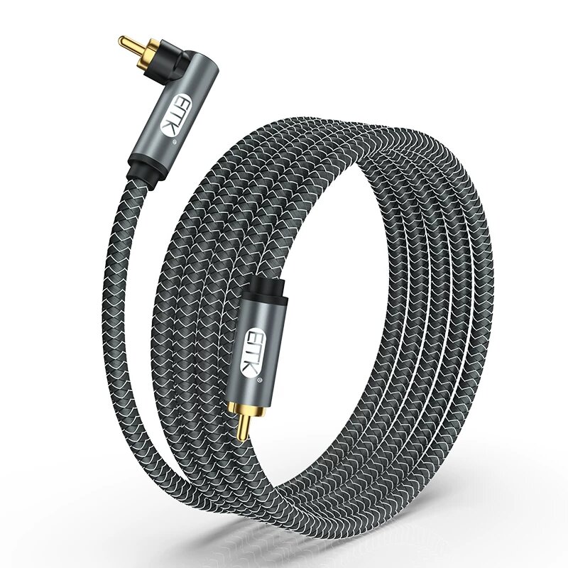 Цифровой коаксиальный аудиокабель EMK RCA SPDIF 5.1 для ТВ, цвет темно-серый, длина 2м