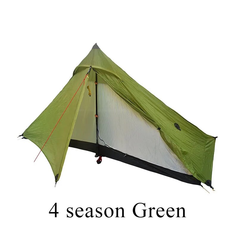 Оригинальная версия LANSHAN 1 PRO C-Open Inner 20D Silnylon No-See-Um 3/4 сезона 230*80*120CM Односпальный кемпинговый палатка-4 сезона Зеленый
