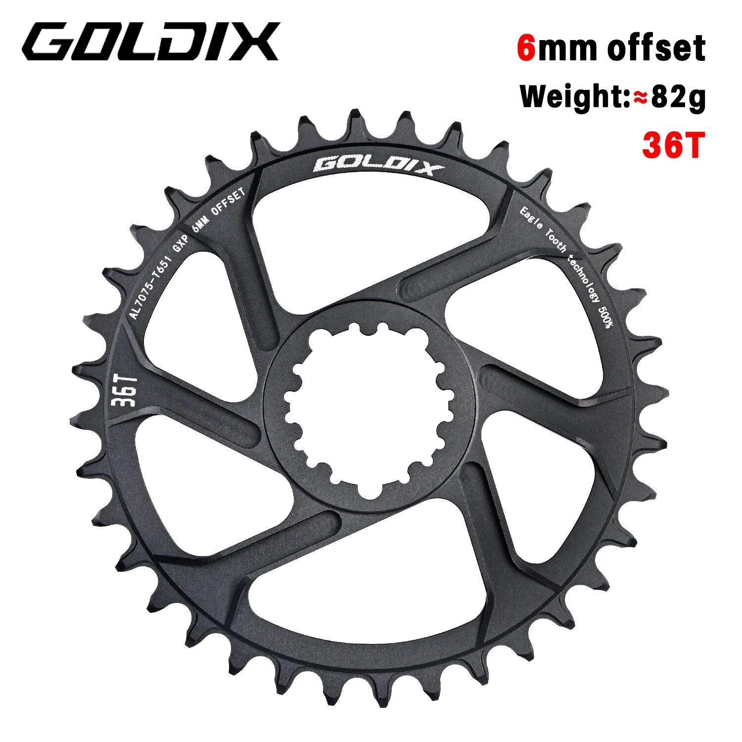 GOLDIX Звездочка для горного велосипеда 30/32/34/36/38T 6mm offset 36T